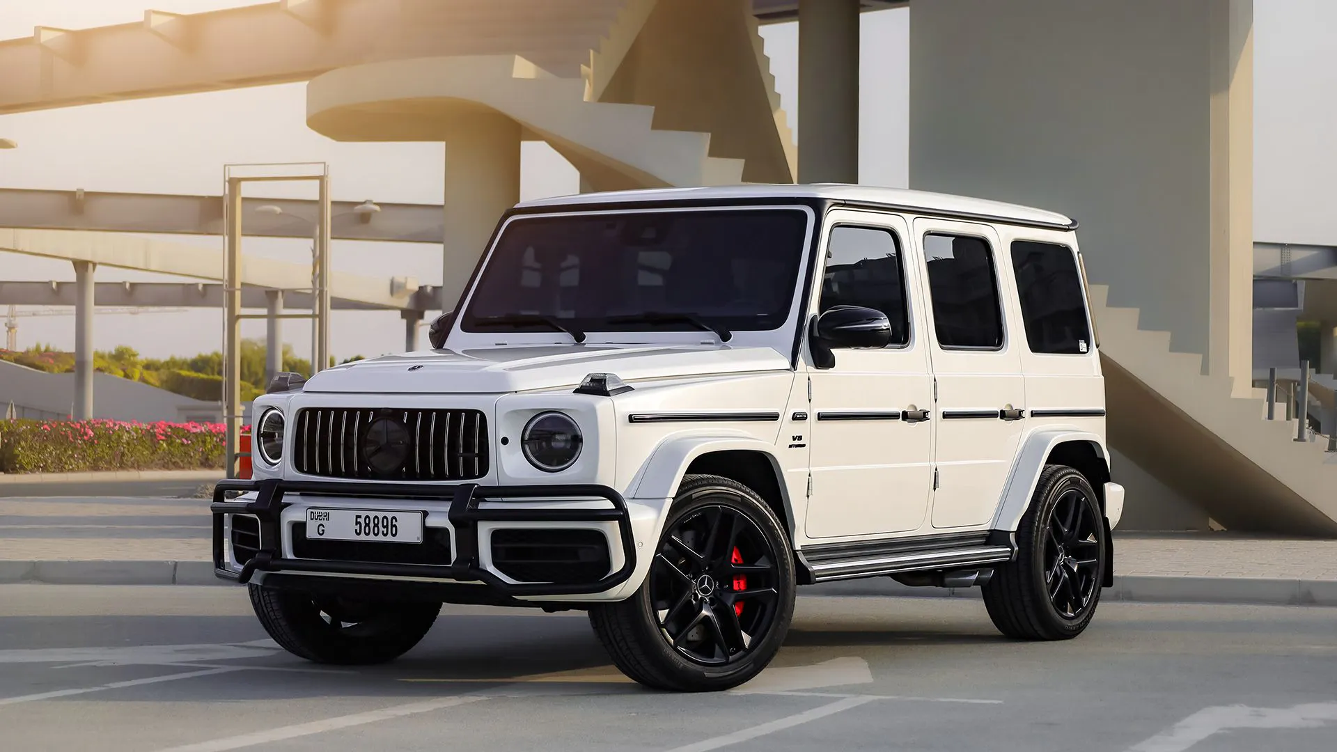 Rent Mercedes G63 AMG White in Dubai - GMZ Car Rental