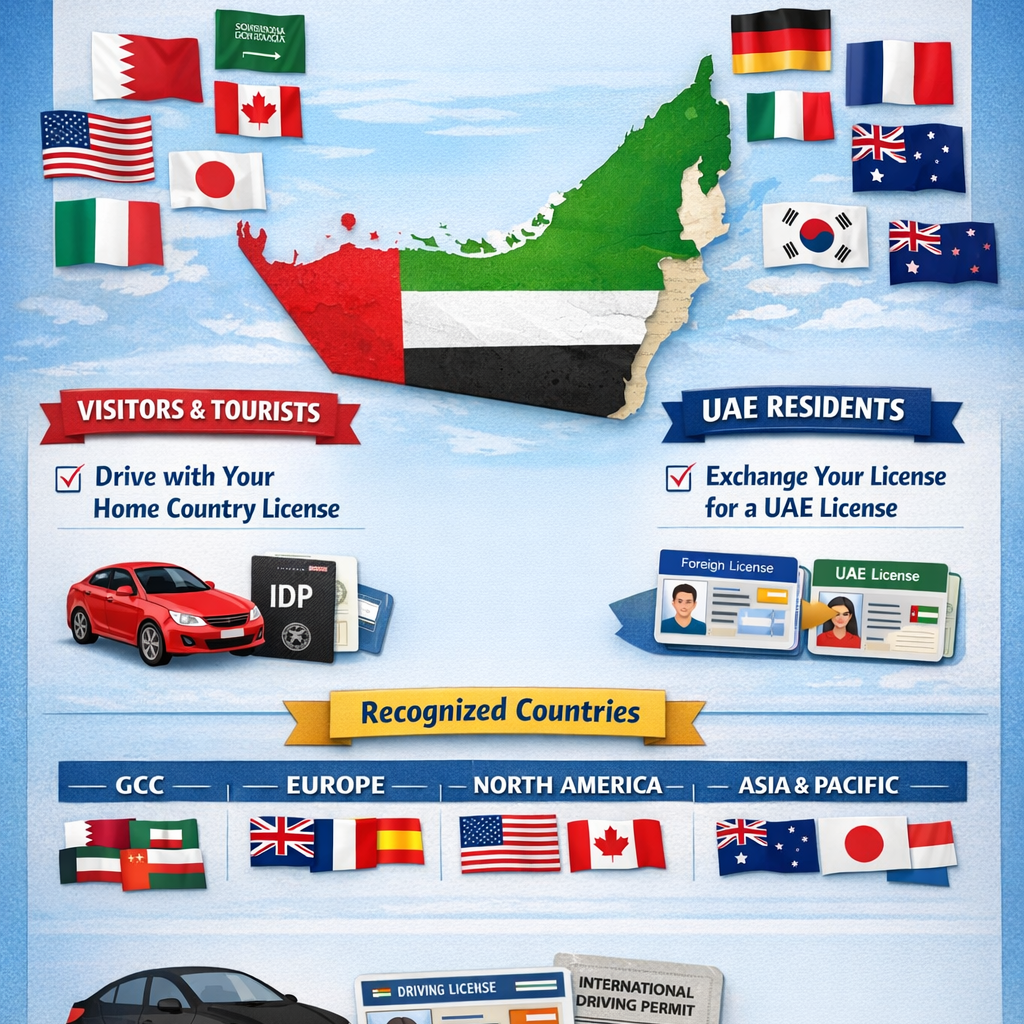 Driving Licenses From Countries Valid in the UAE - GMZ Car Rental